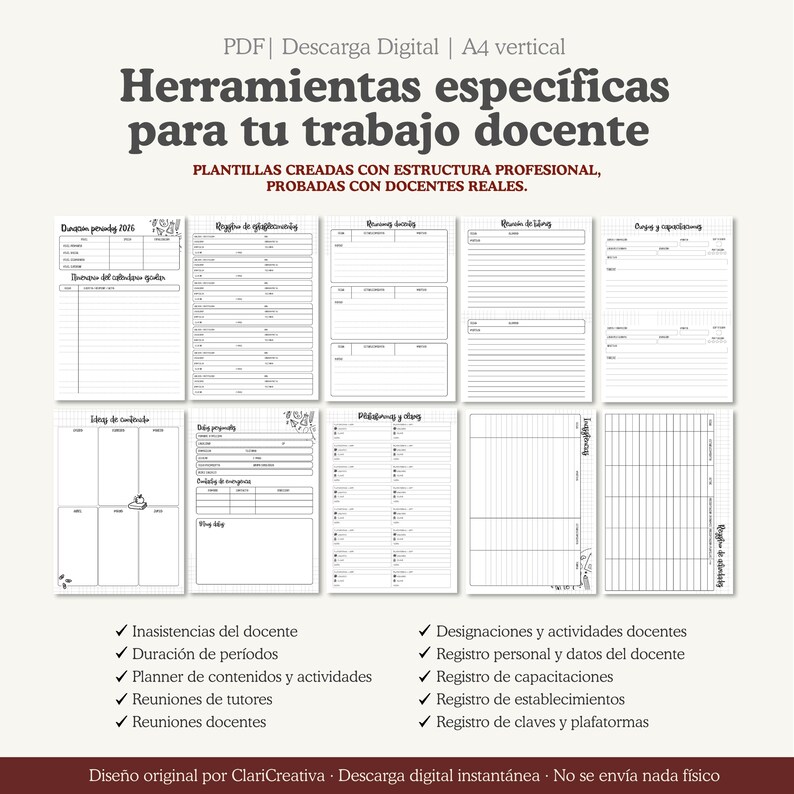 Teacher Planner 2026 Printable • Teacher Binder Bundle • Weekly ...