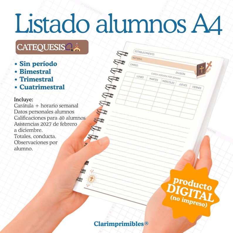 Catechism Student List A4 PDF Printable | Grades and Attendance 2027 ...