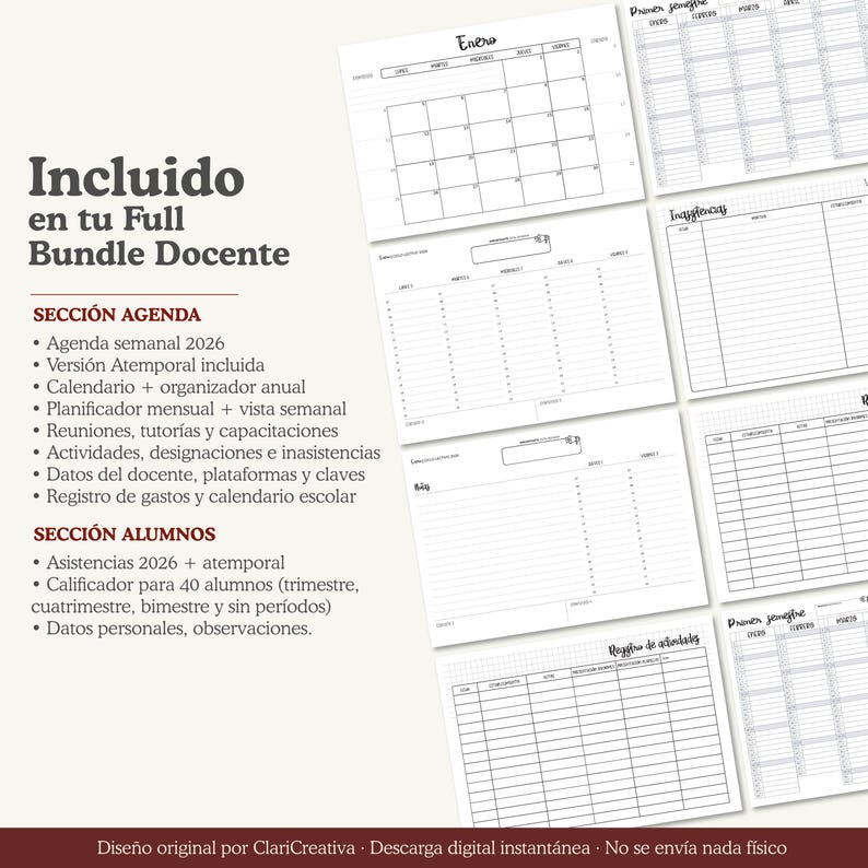 Teacher Planner 2026 Printable • Teacher Binder Bundle • Weekly ...