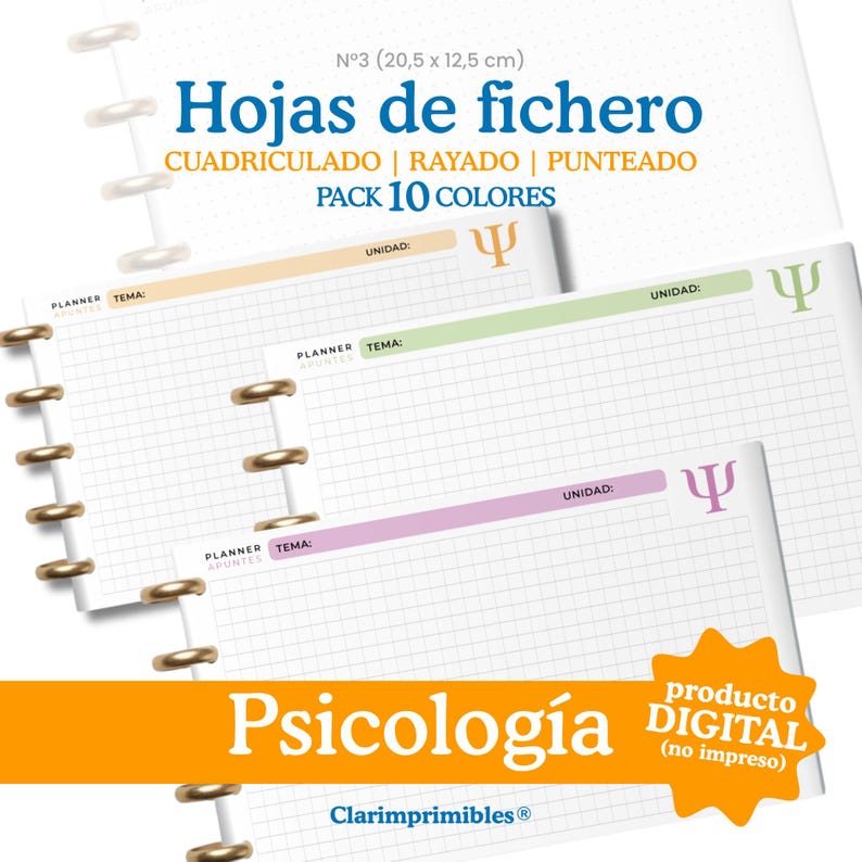 Printable Psychology Study Sheets PDF | Pack of 10 Colors: Lined ...