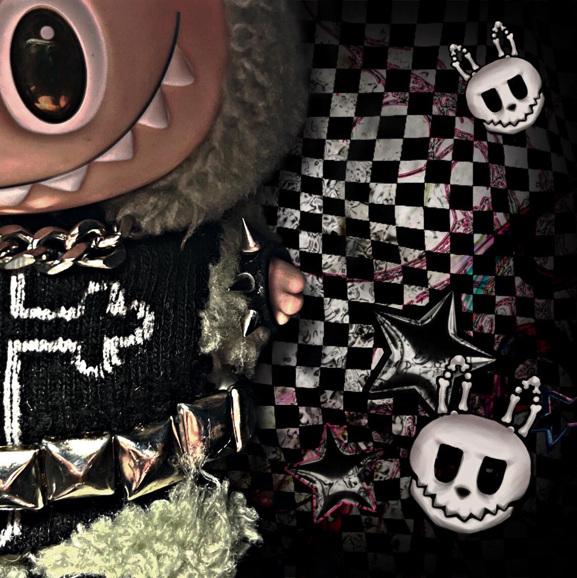 Labubu Emo Spiked Cuff Bracelet - Etsy