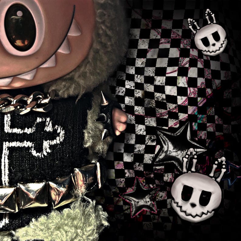 Labubu Emo Spiked Cuff Bracelet - Etsy