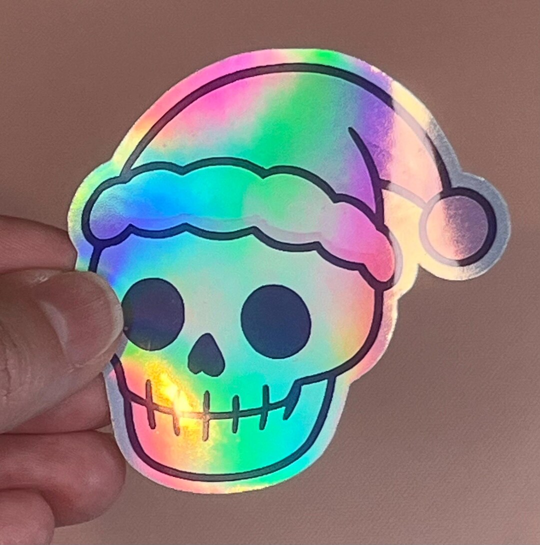 Pastel Goth Skull Santa Hat Sticker: Spooky Christmas Vinyl Decal - Etsy