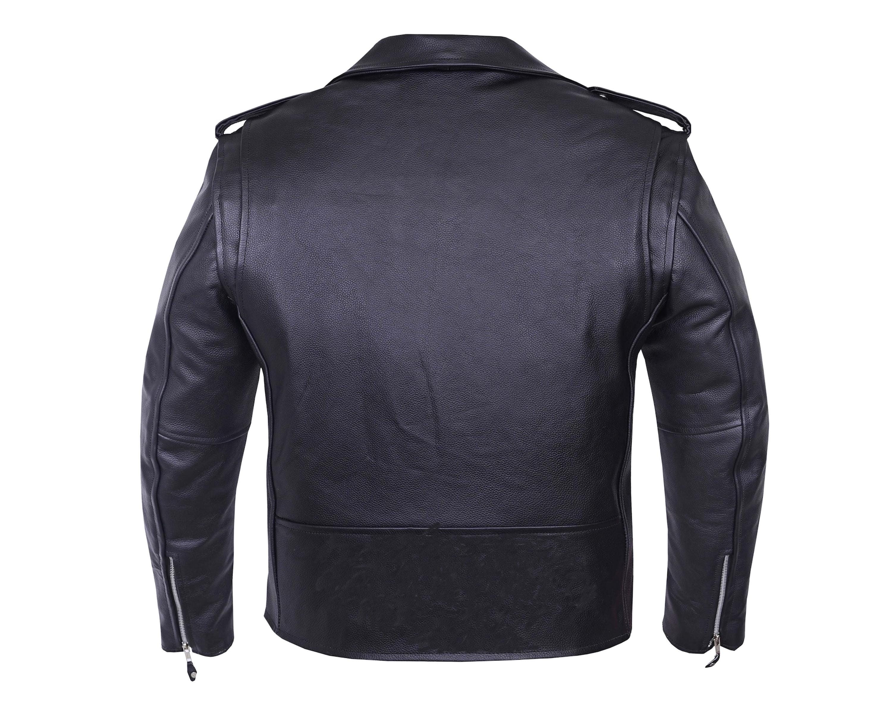 Men's Handmade Classic Perfecto Brando Motorcycle Black Biker Leather ...