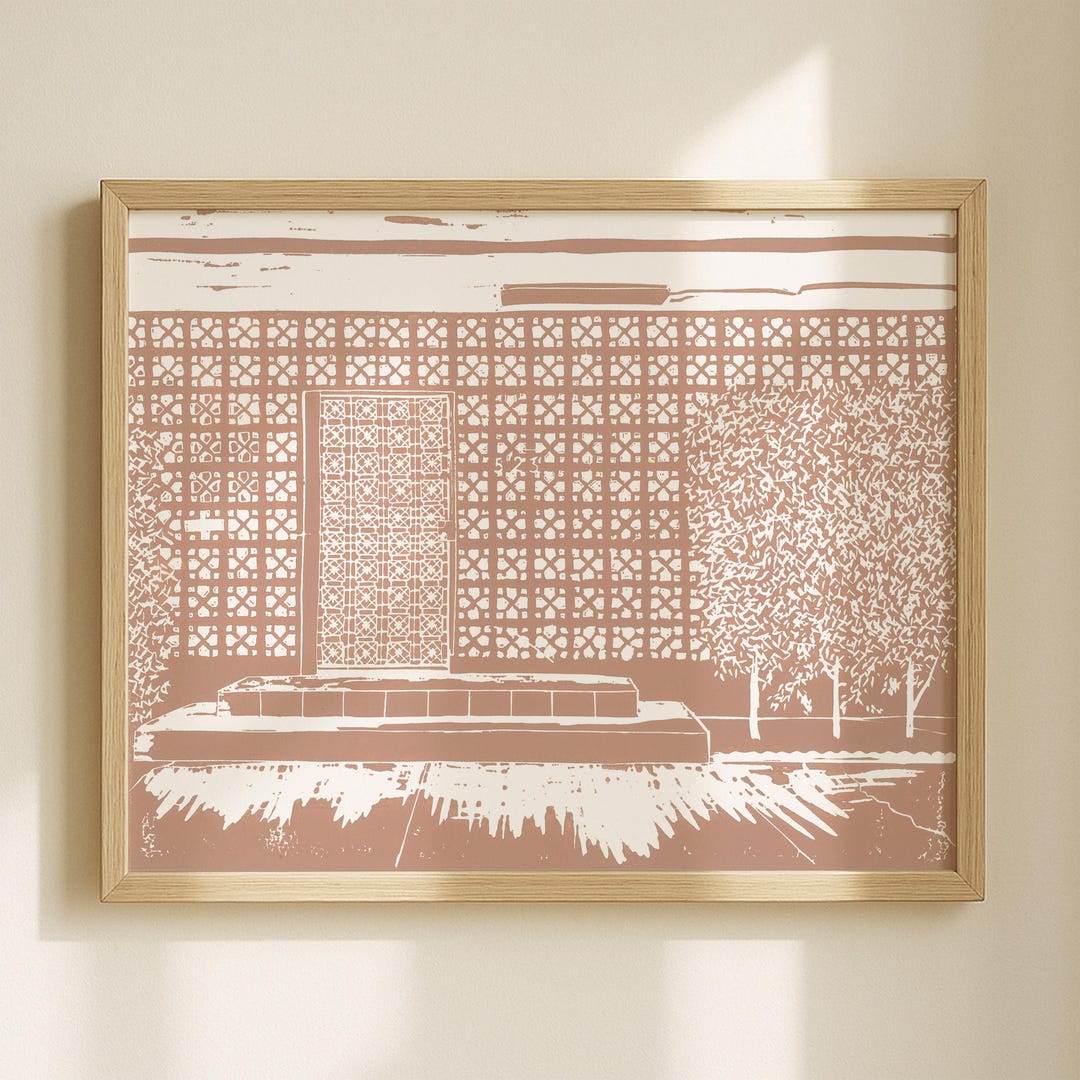 Mid-century Modern Breezeway Art Print, Entryway Architectural Wall Art ...