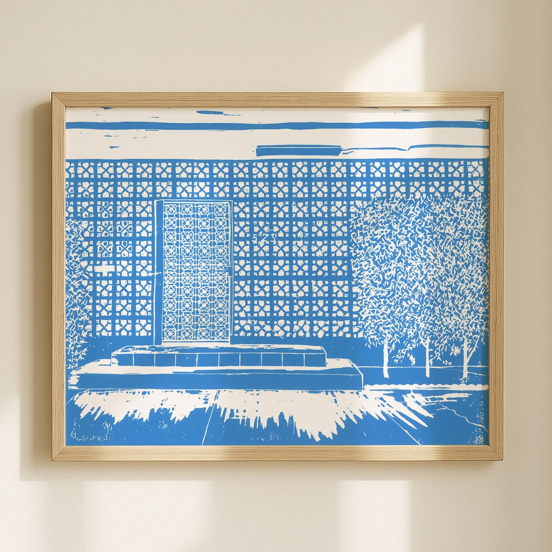 Mid-century Modern Breezeway Art Print, Entryway Architectural Wall Art ...