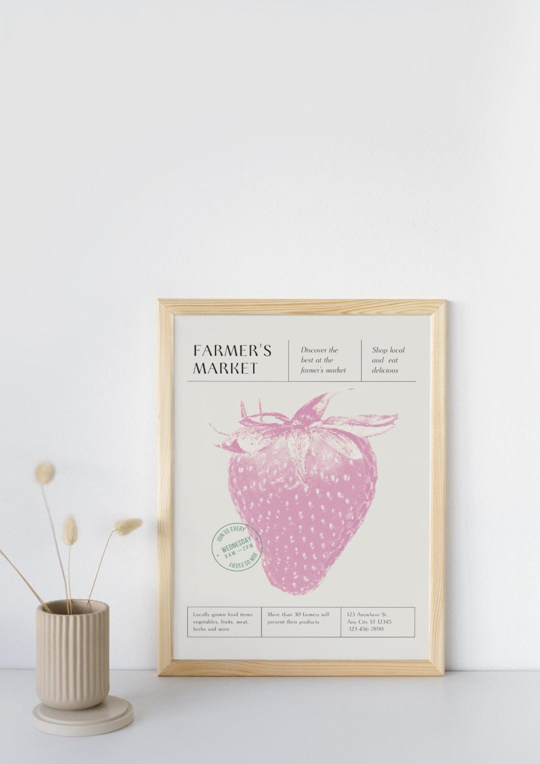 Minimalist Strawberry Poster With Clean Lines, Perfect for Kitchen ...