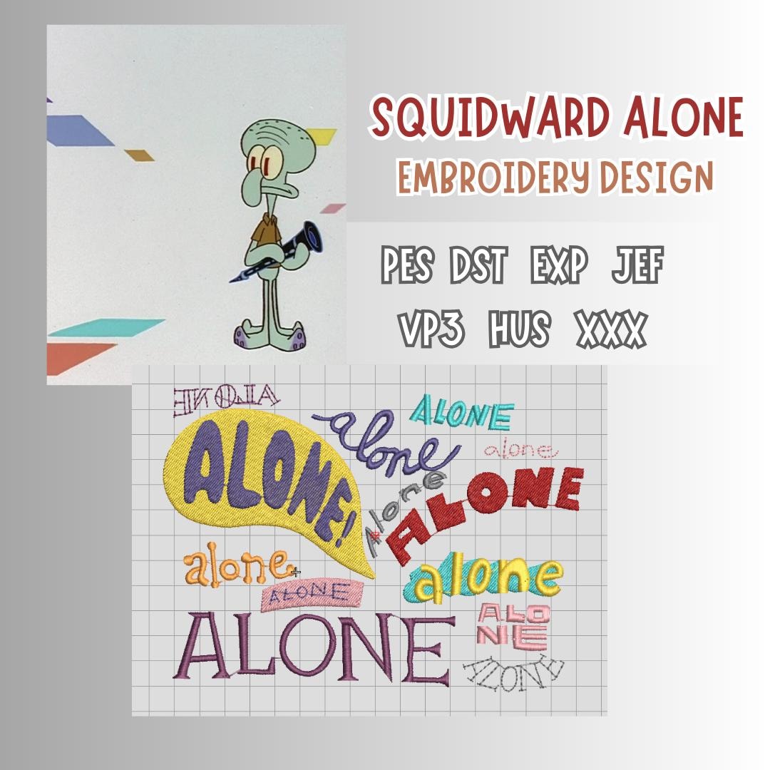 Spongebob ALONE Squidward Embroidery Design - Etsy