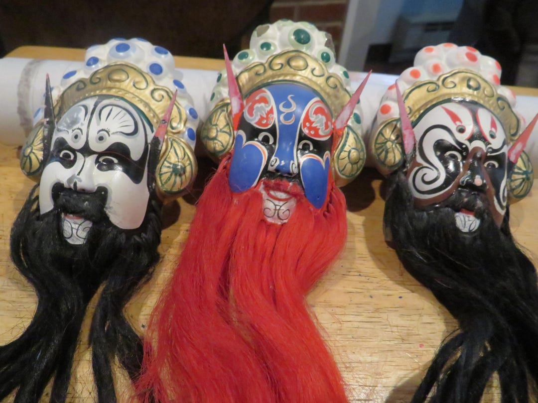 3 Vintage1960s Miniature Chinese Opera Masks - Etsy