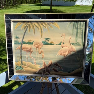 Vintage Turner Pink Flamingo Mirror Art Work . - Etsy
