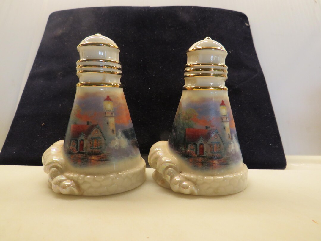 Lenox Kinkade Salt& Pepper Shakers Light House - Etsy