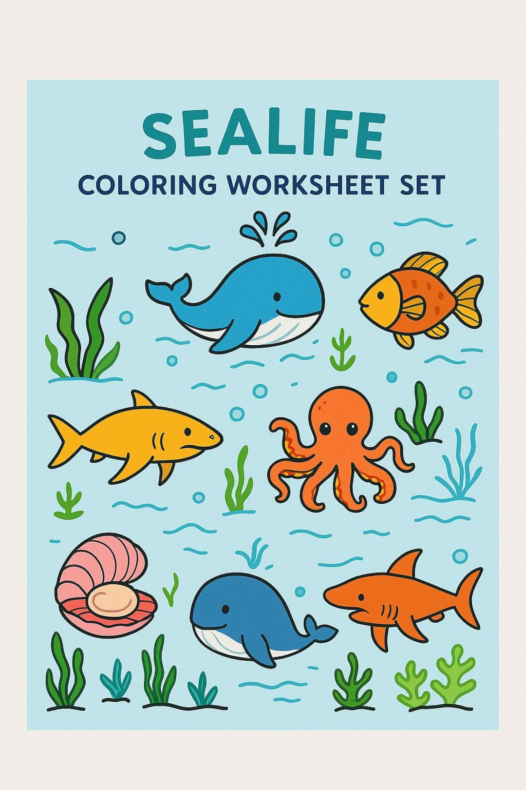Printable Sealife Colouring Pages - Etsy
