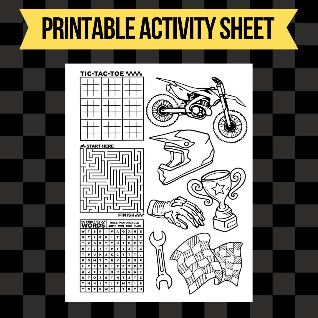 Dirt Bike Activity Sheet - Digital Download - Etsy