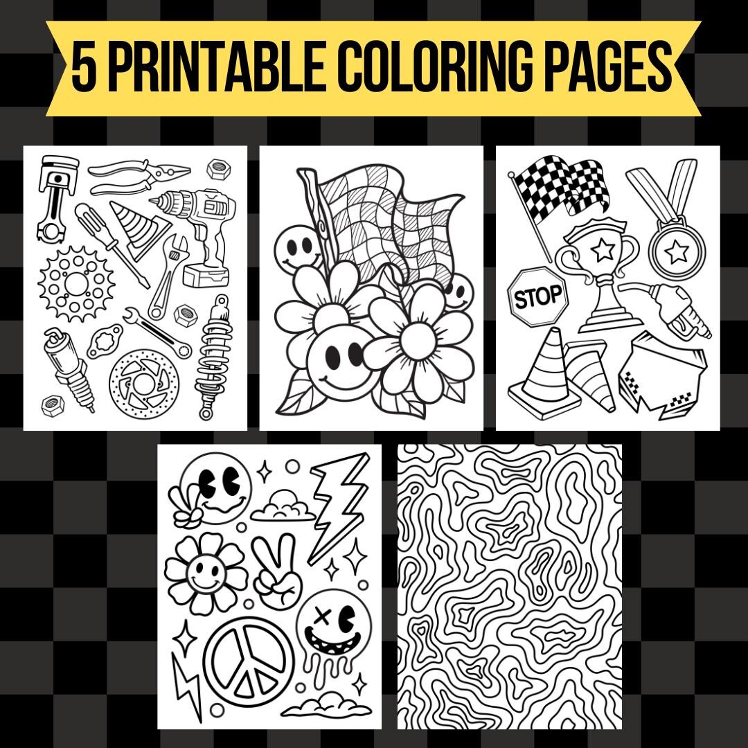 Racing Color Pages - Digital Download - Etsy