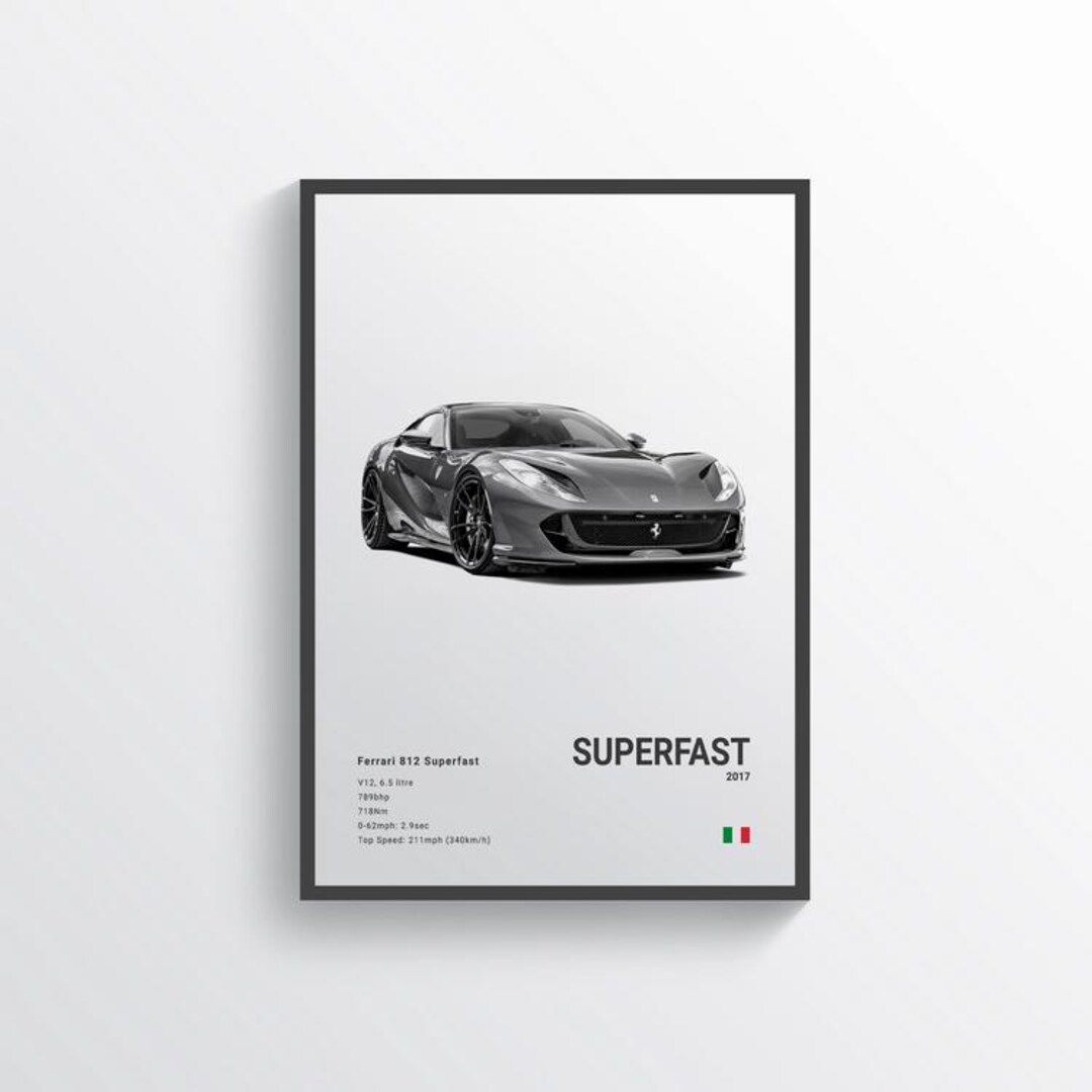 Ferrari 812 Superfast 2017 | Car Poster | Digitaldownload | Printable ...
