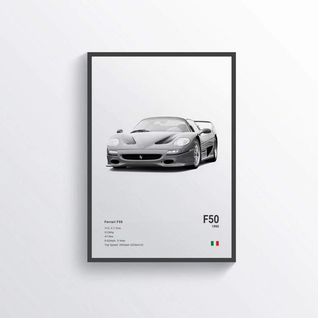 Ferrari F50 1995 | Car Poster | Digitaldownload | Printable Wall Art ...