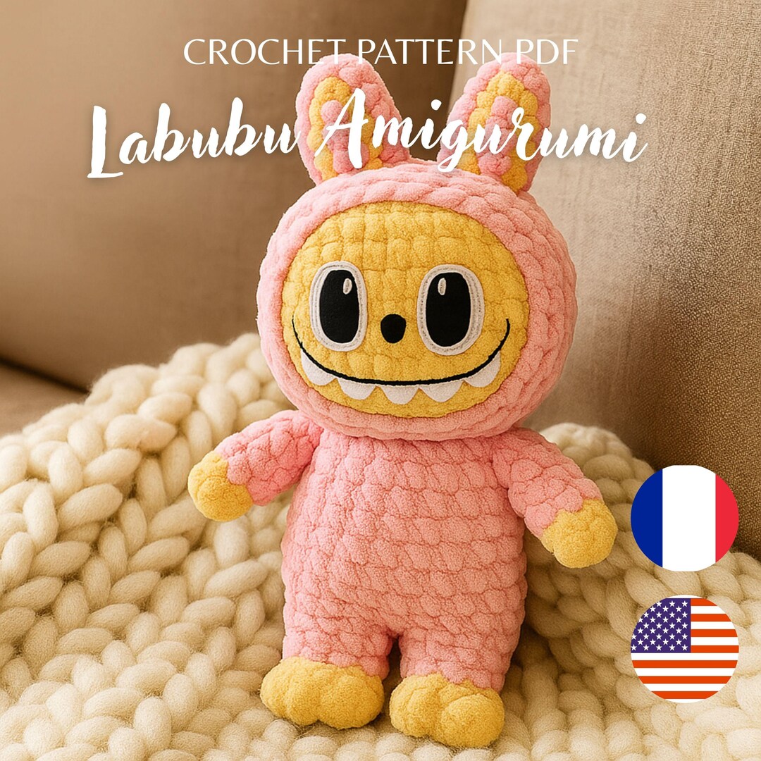 Labubu Bunny Crochet Pattern: Smiling Amigurumi (english & French PDF ...