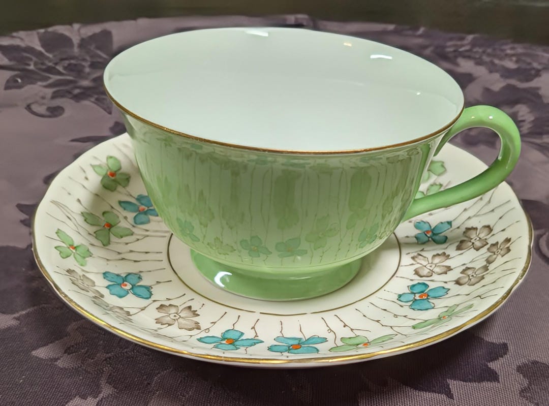 Rare Noritake Teacup and Saucer in Kelly Green - Etsy
