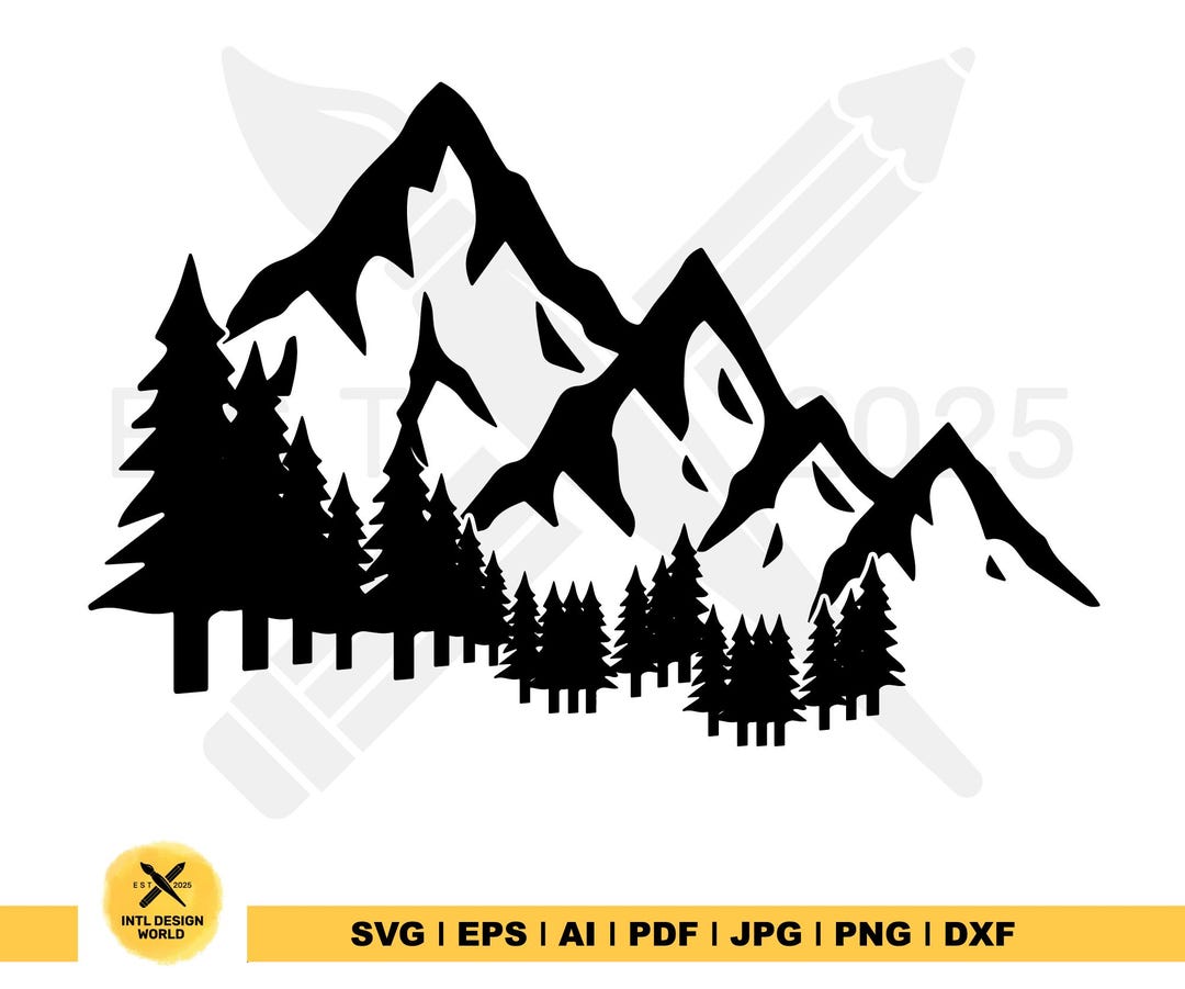 Mountain and Trees Svg, Trees Svg, Mountain Svg, Forest Svg, File for ...