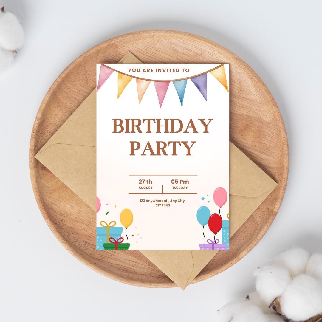 Decent Printable Birthday Party Invitation Download Printable Canva ...