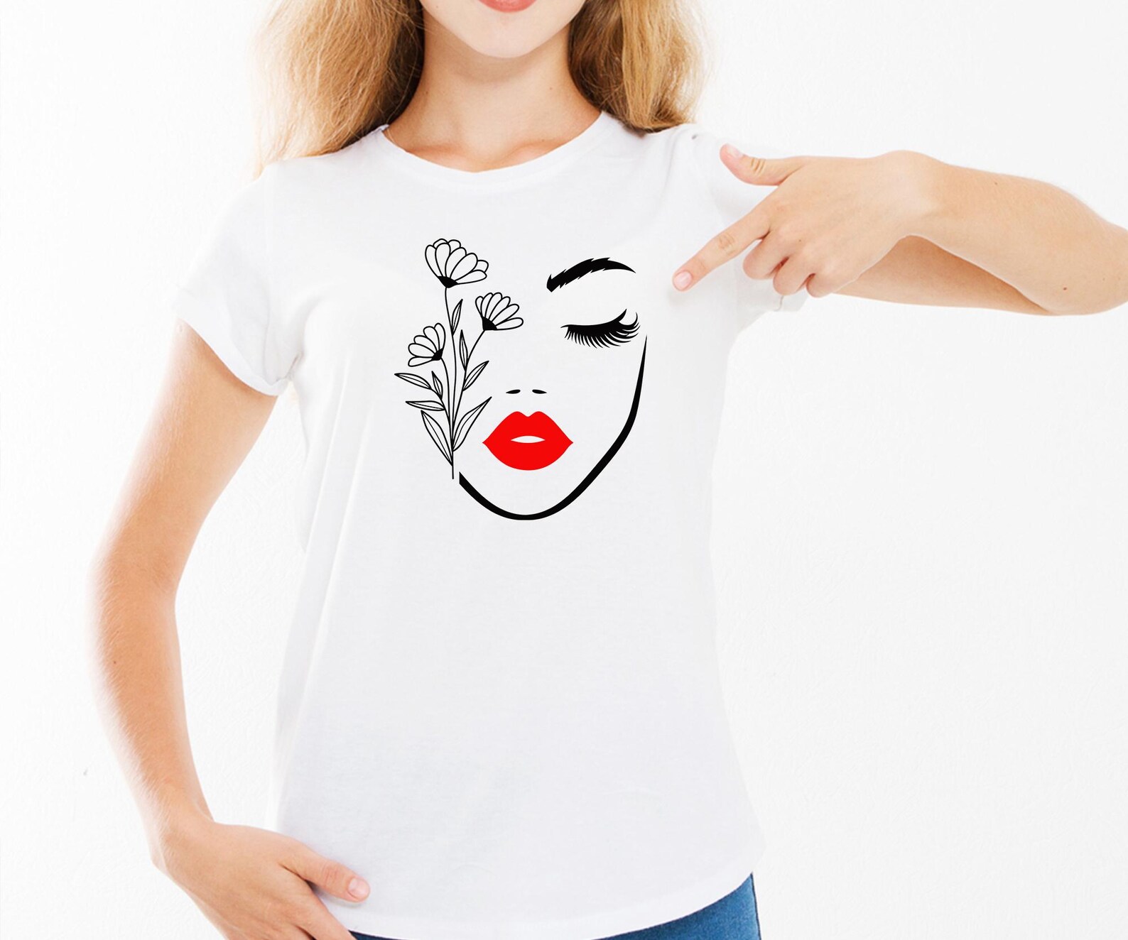 Woman Face With Flowers SVG, Woman Face Svg, Flower Svg, Lip Svg, Girl ...