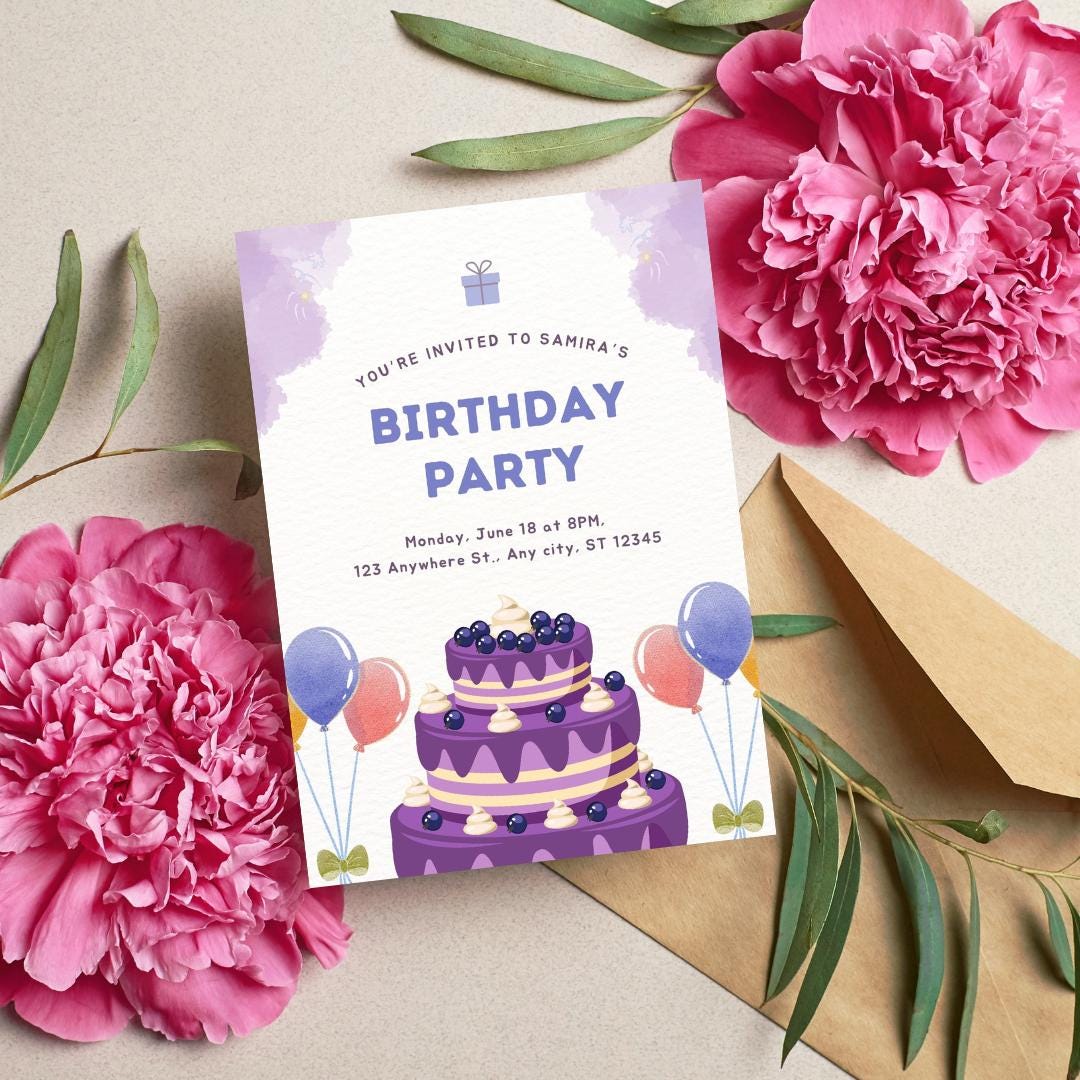 Printable Birthday Party Invitation Download Printable Canva Template ...