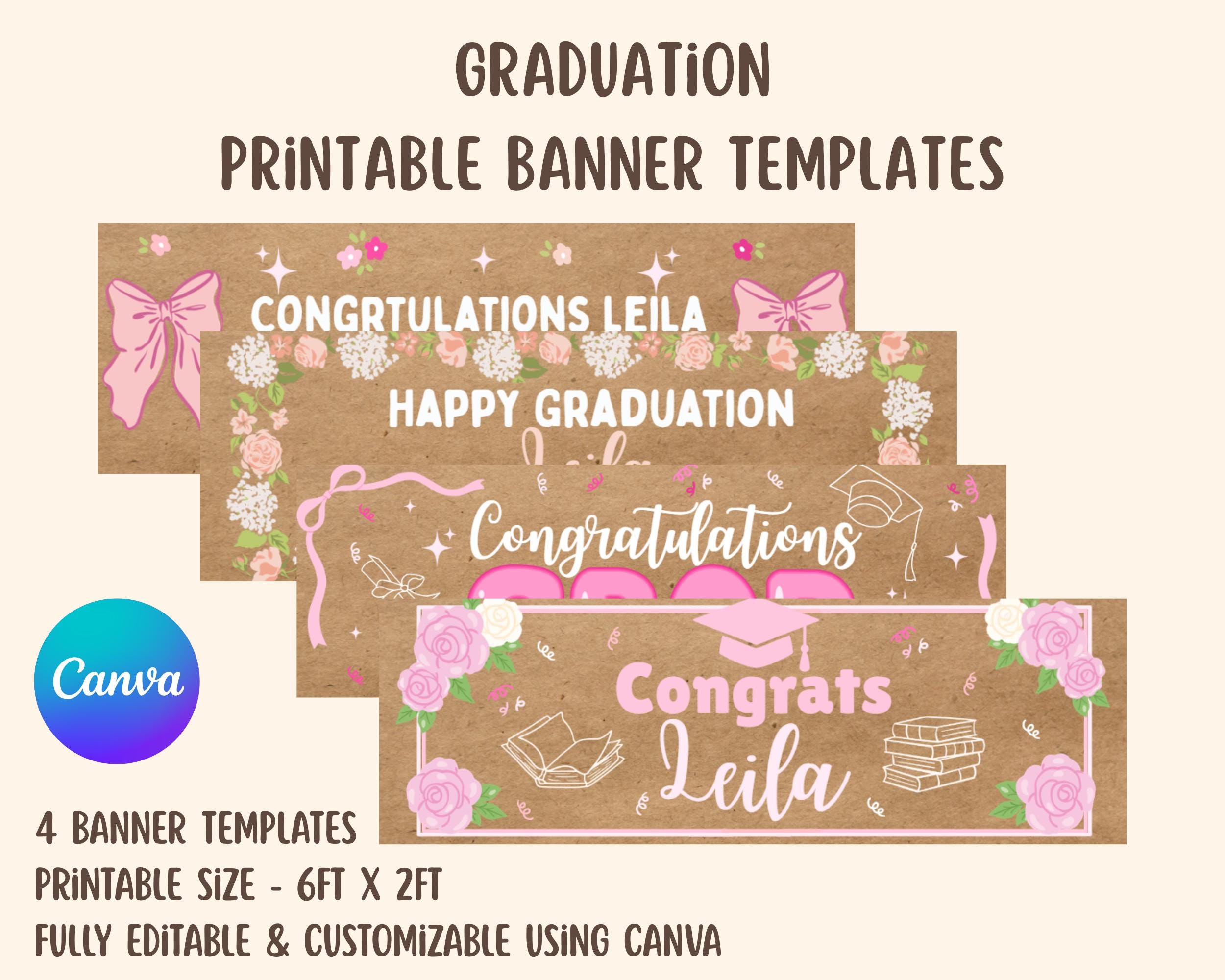 Printable Graduation Banner Template Package - Set of 4 | Customizable ...