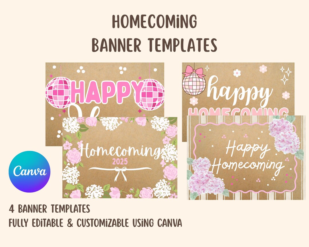 Homecoming Banner Template Package - Set of 4 | Customizable Banner ...