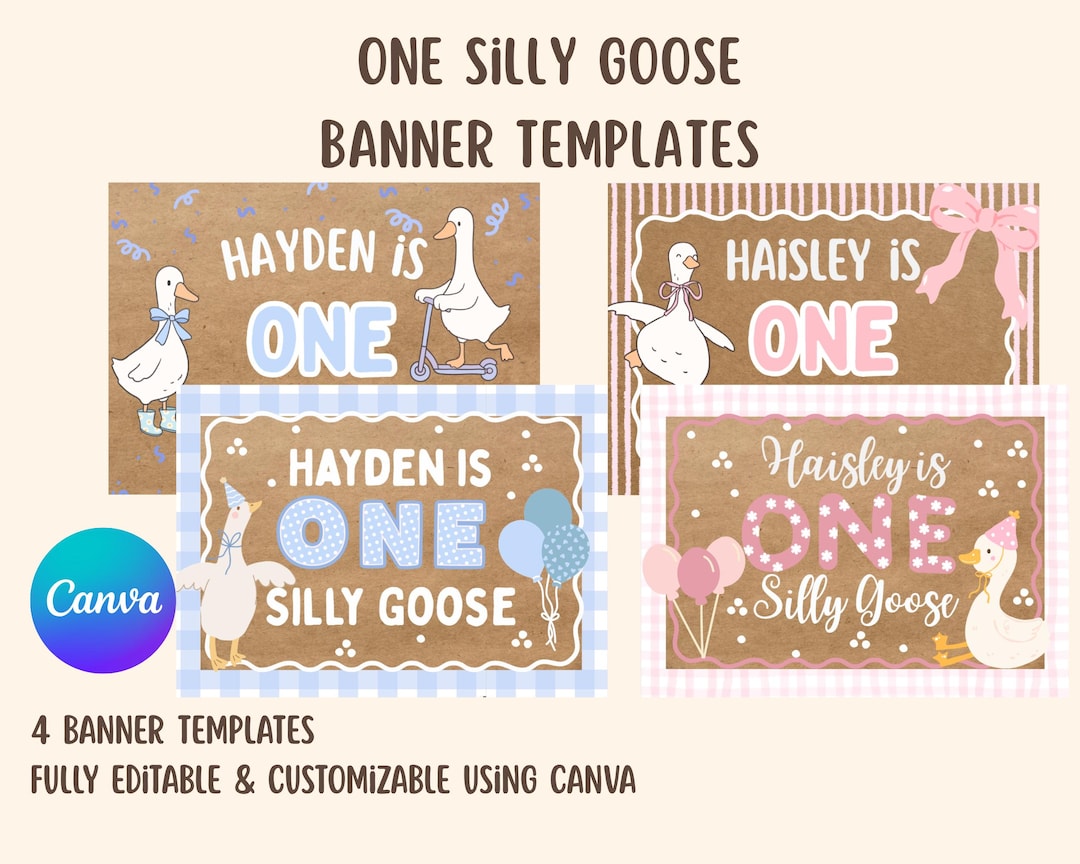 Silly Goose Birthday Themed Banner Template Package - Set of 4 ...