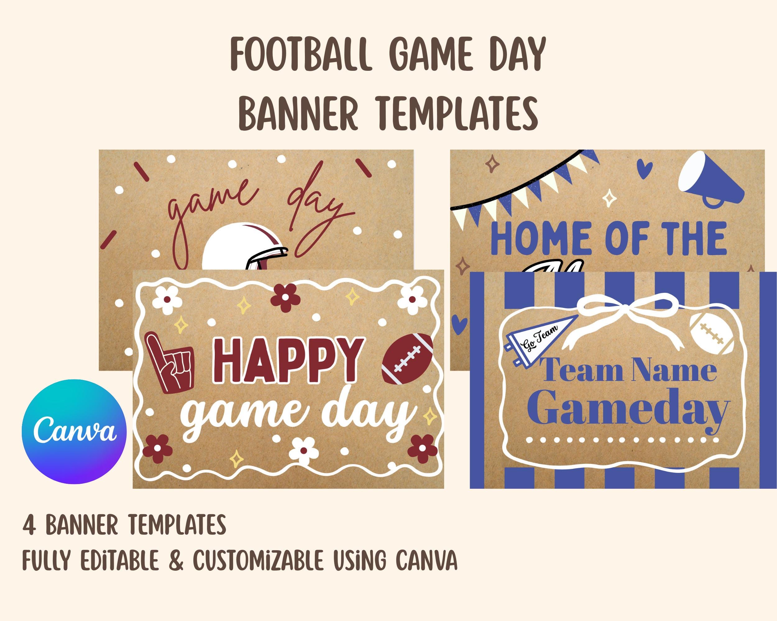 Football Game Day Themed Banner Template Package - Set of 4 ...