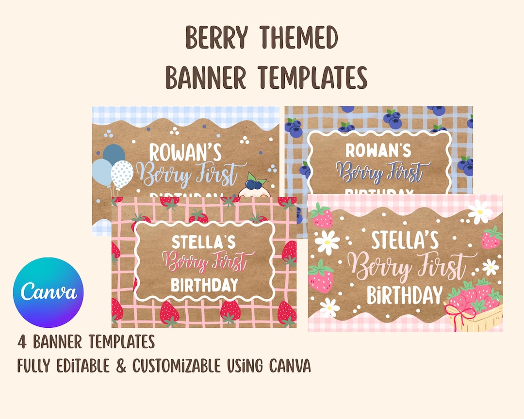 Berry Themed Banner Templates - Set of 4 | Customizable Banner ...