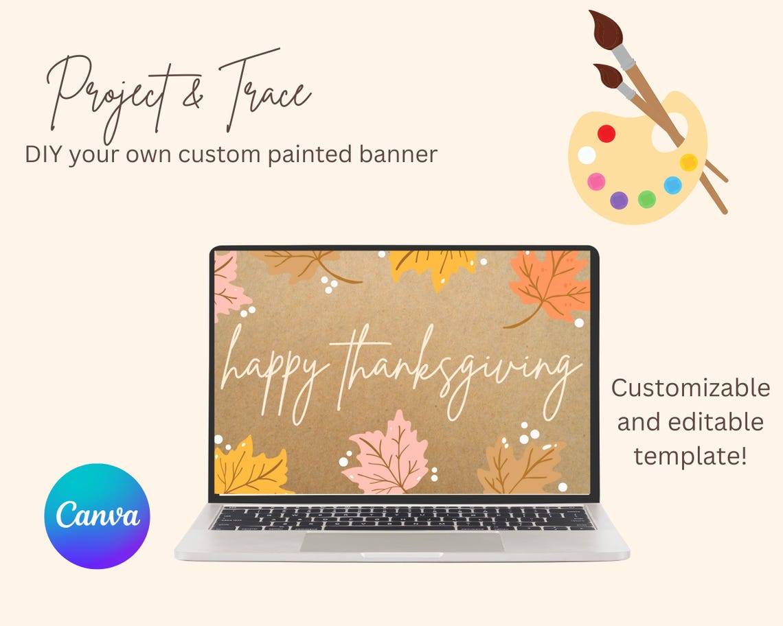 Thanksgiving Banner Digital Template Package - Pastel Colors - Set of 4 ...