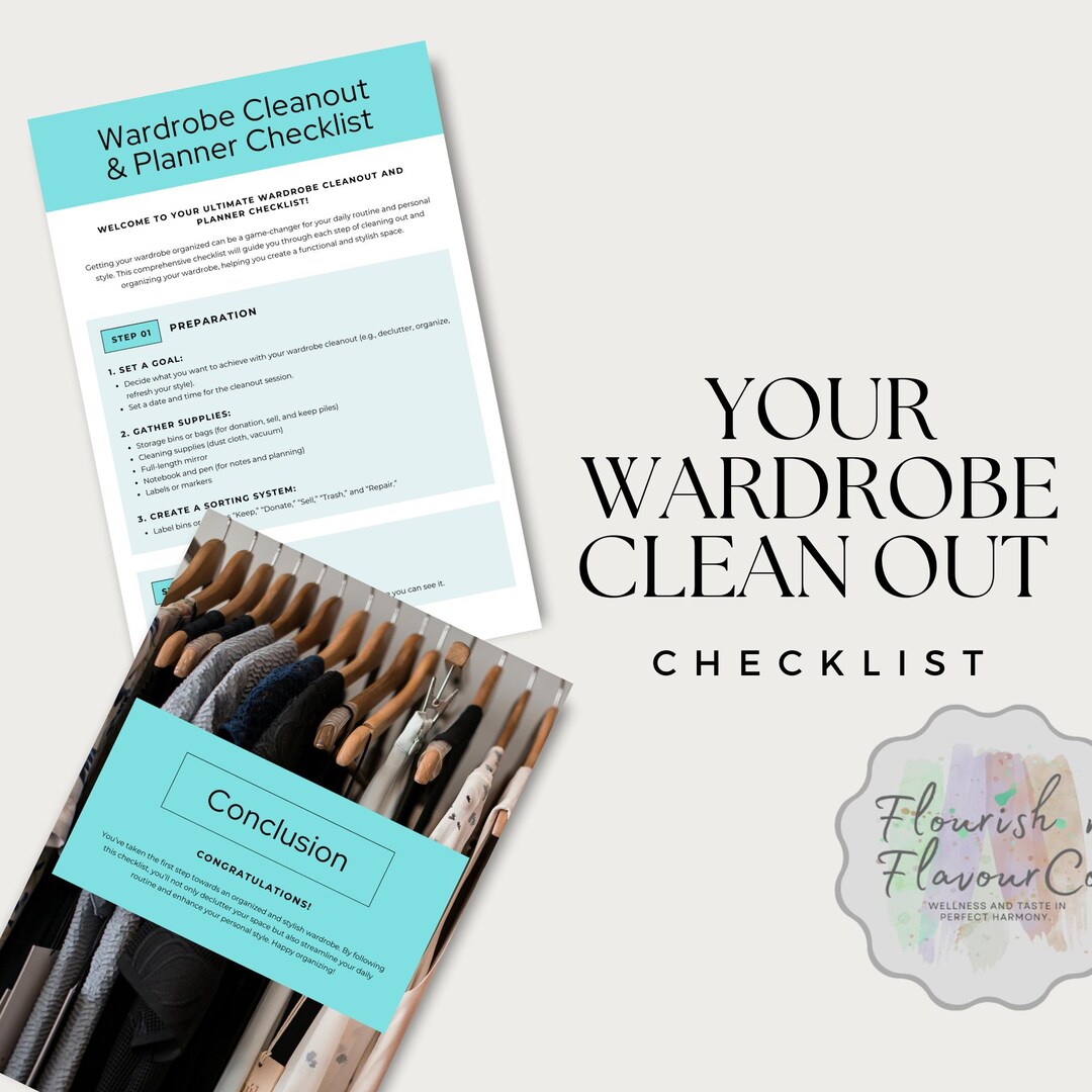 Wardrobe Cleanout Checklist Printable Planner Organize Clothes Capsule ...