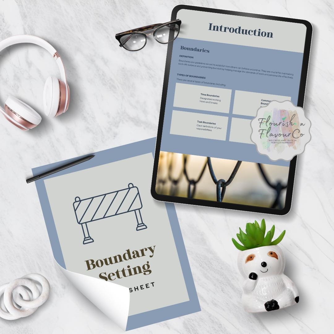 Boundary Setting Worksheet Printable Guide for Work Life Balance and ...