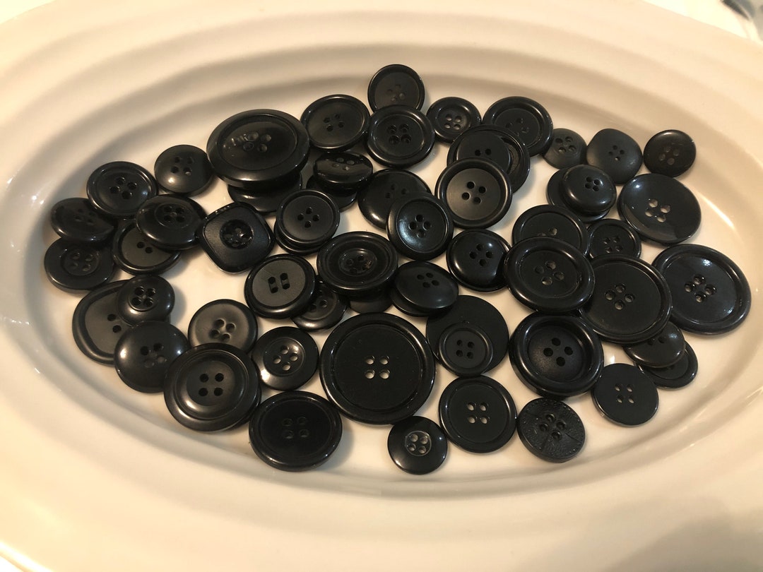 Four Hole Buttons 60 Assorted Black 4 Hole Buttons - Etsy