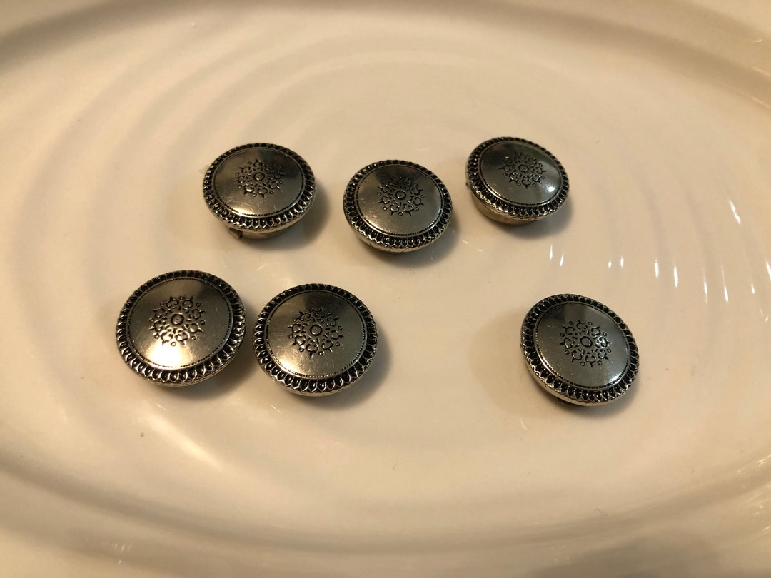 Set of 6 Vintage Silver Metal Button Covers - Etsy