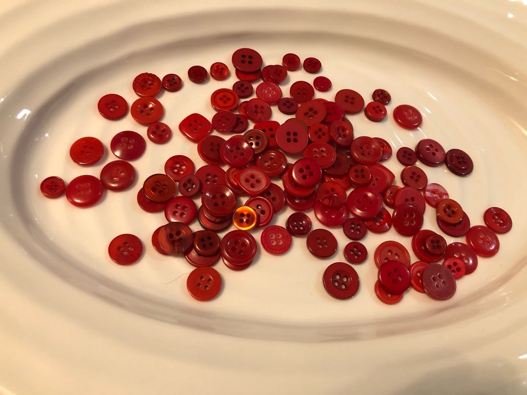 Four Hole Buttons 120 Assorted Red 4 Hole Buttons - Etsy
