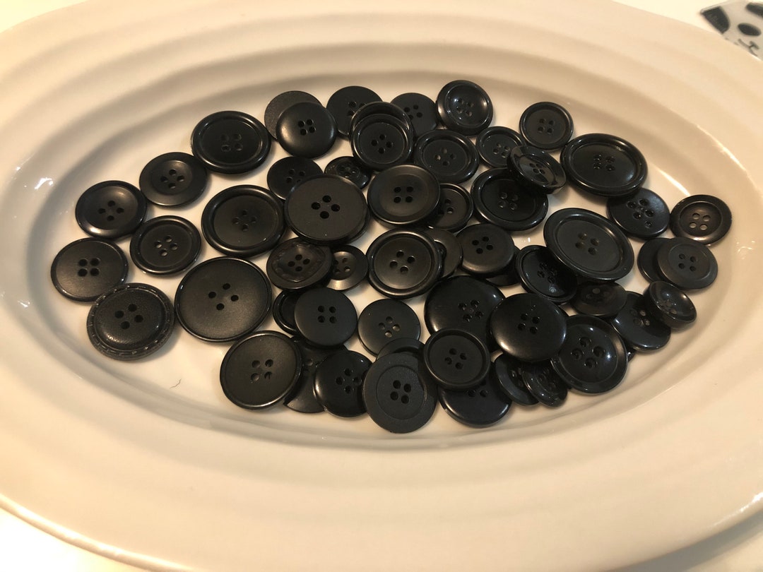 Four Hole Buttons 60 Assorted Black 4 Hole Buttons - Etsy