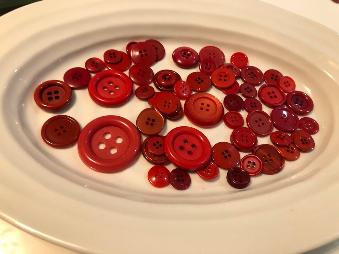 Four Hole Buttons 60 Assorted Red 4 Hole Buttons - Etsy