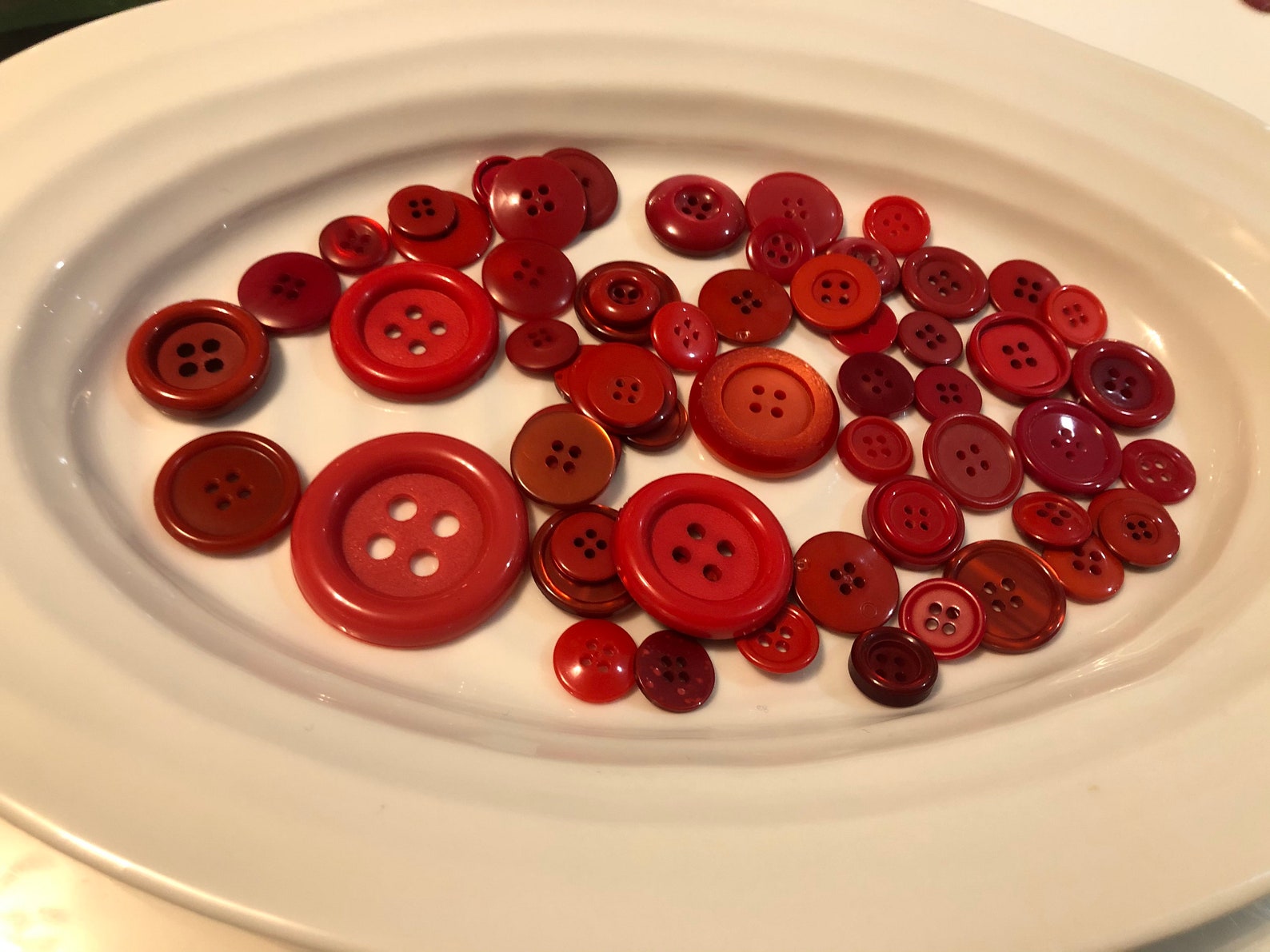 Four Hole Buttons 60 Assorted Red 4 Hole Buttons - Etsy