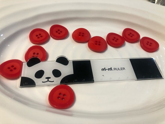 red and black buttons 1 inch Vintage 10 4 hole Plastic Round Craft ...