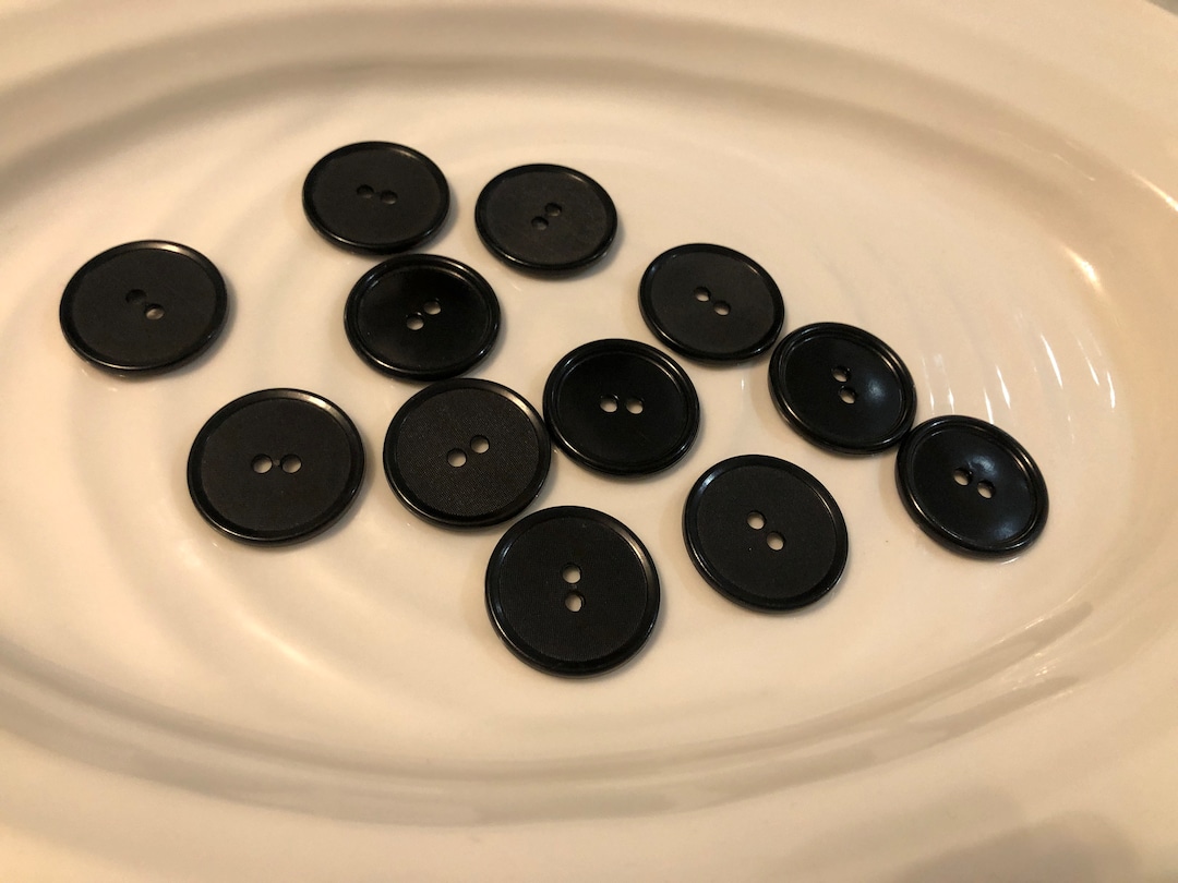 All the Same 12 Vintage Plastic Black 2 Hole Buttons - Etsy