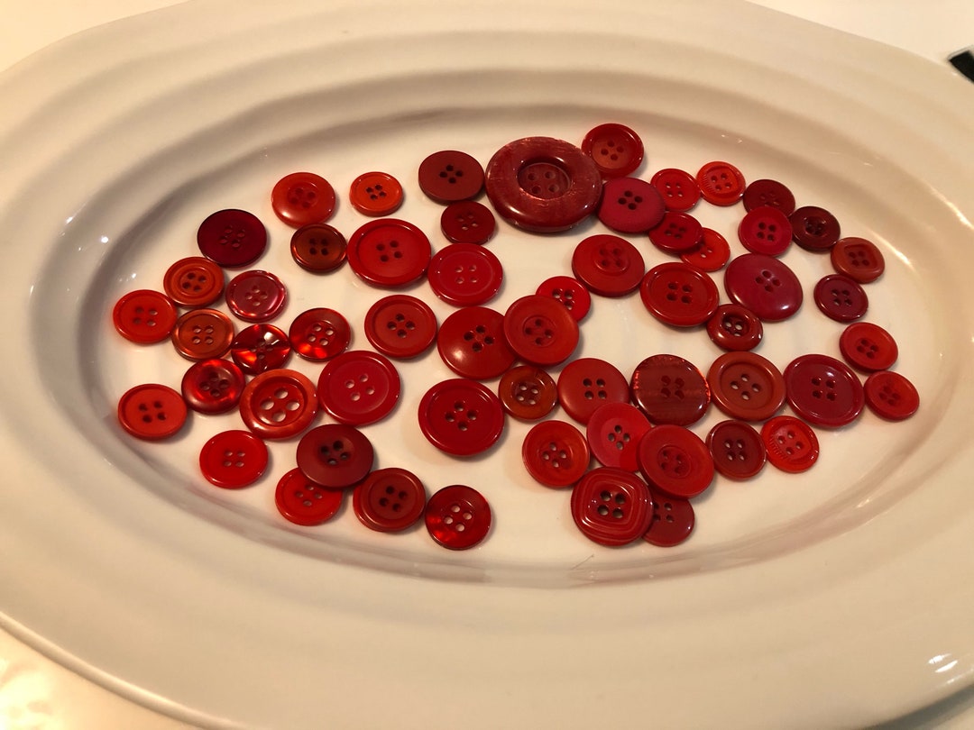 Four Hole Buttons 60 Assorted Red 4 Hole Buttons - Etsy