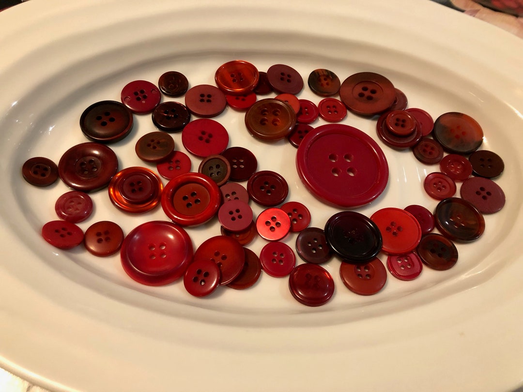 Four Hole Buttons 60 Assorted Dark Red 4 Hole Buttons - Etsy