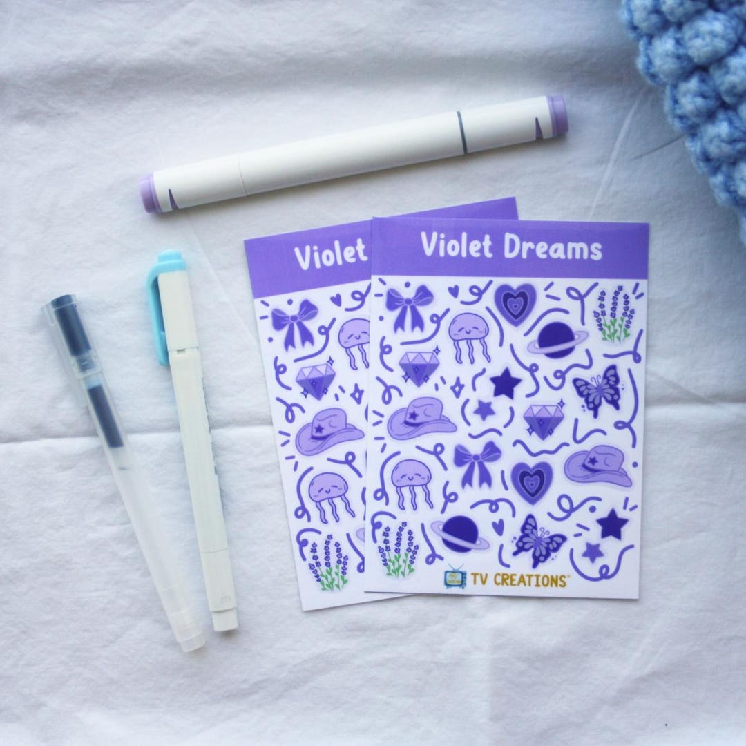 Violet Dreams Sticker Sheet | Aesthetic Purple Violet Lavender Stickers ...