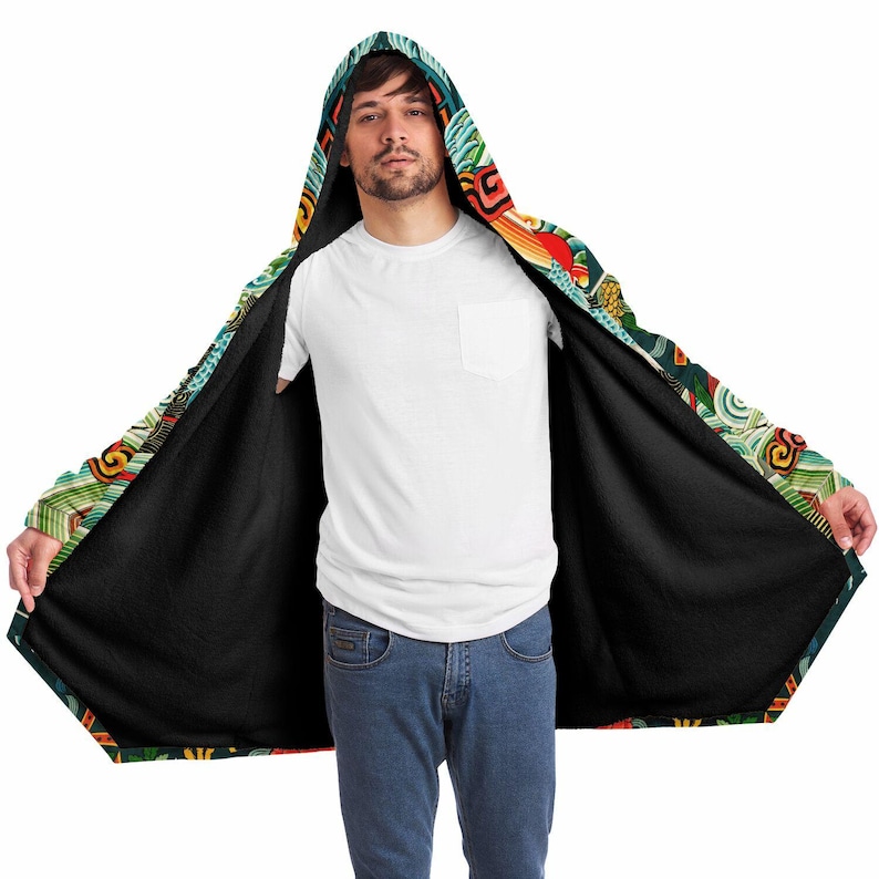 Art Nouveau Microfleece Hooded Cloak, Blanket Hoodie, Plus Size Rave ...