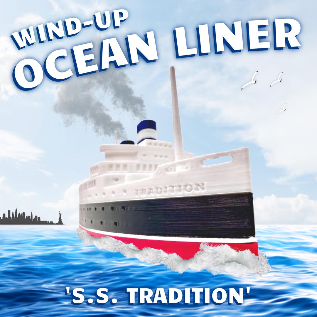 Wind up Ocean Liner - Toy Boat - Cruise Ship - Floats - 'S.S. Tradition ...