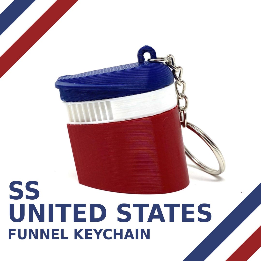SS United States Funnel Keychain - 3D Printed Ocean Liner Memorabilia ...