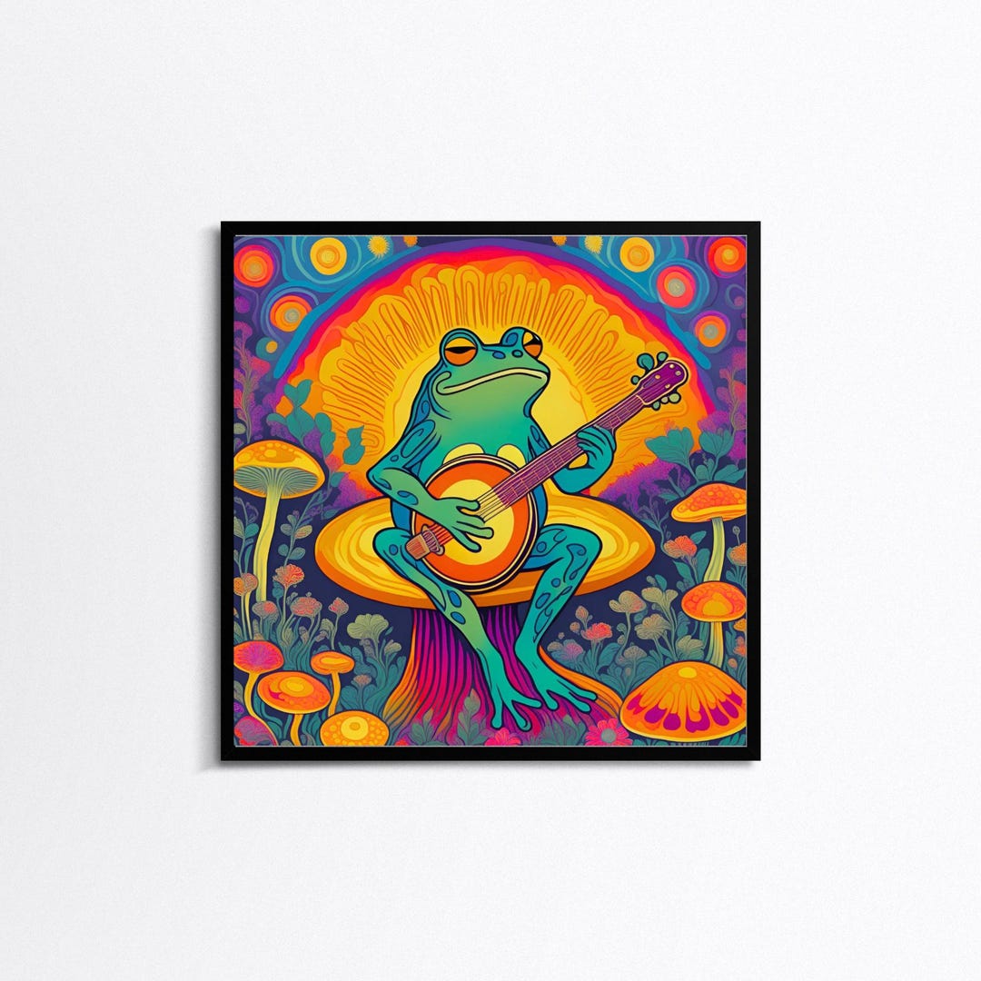 Frog Playing the Banjo - Psychedelic Digital Print | Colorful Wall Art ...