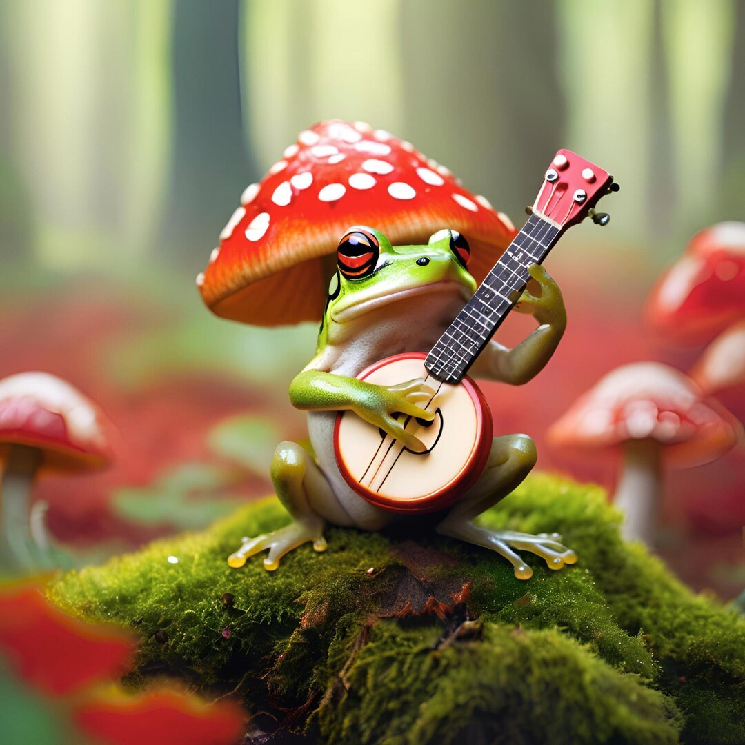 Realistic Frog Playing the Banjo | Digital Art, Wall Art, Poster - Etsy